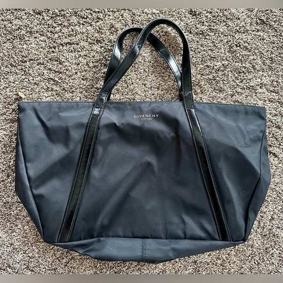 Givenchy | Bags | Givenchy Parfums Black Patent Nylon Tote | Poshmark